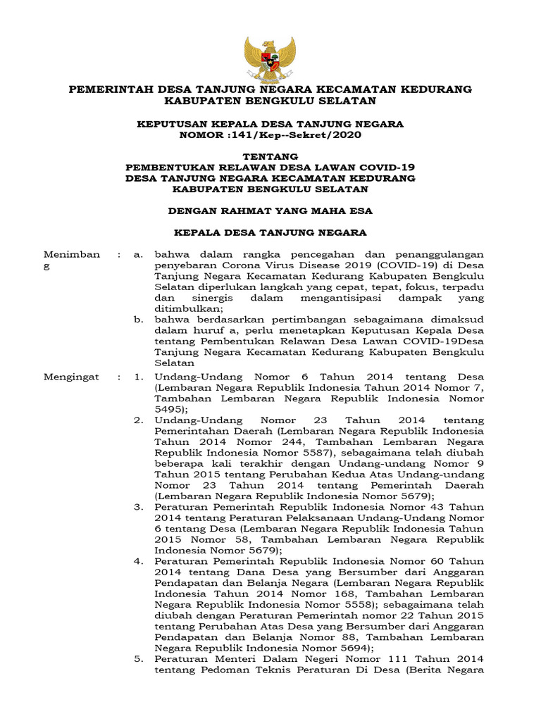 Pembentukan Relawan Lawan COVID-19 | PDF