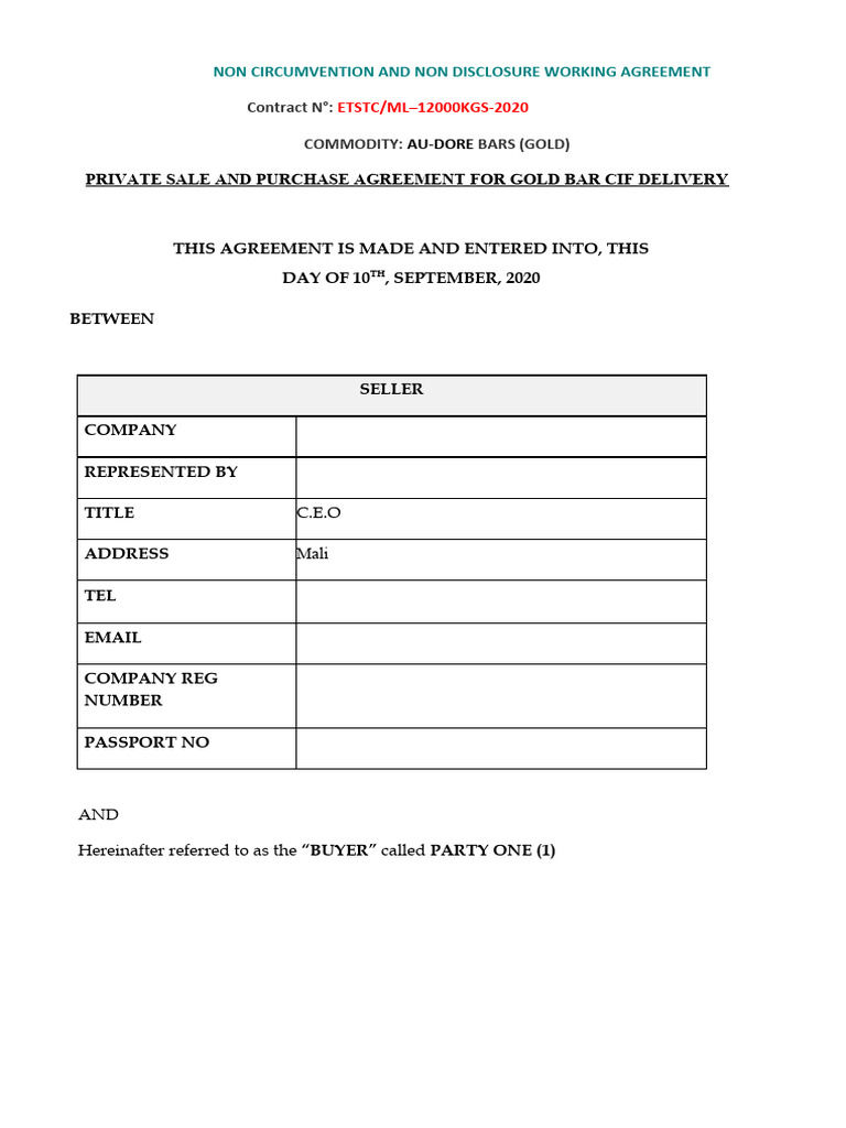 Dore Bars Gold Spa Cif From Ets | PDF | Letter Of Credit | Arbitration
