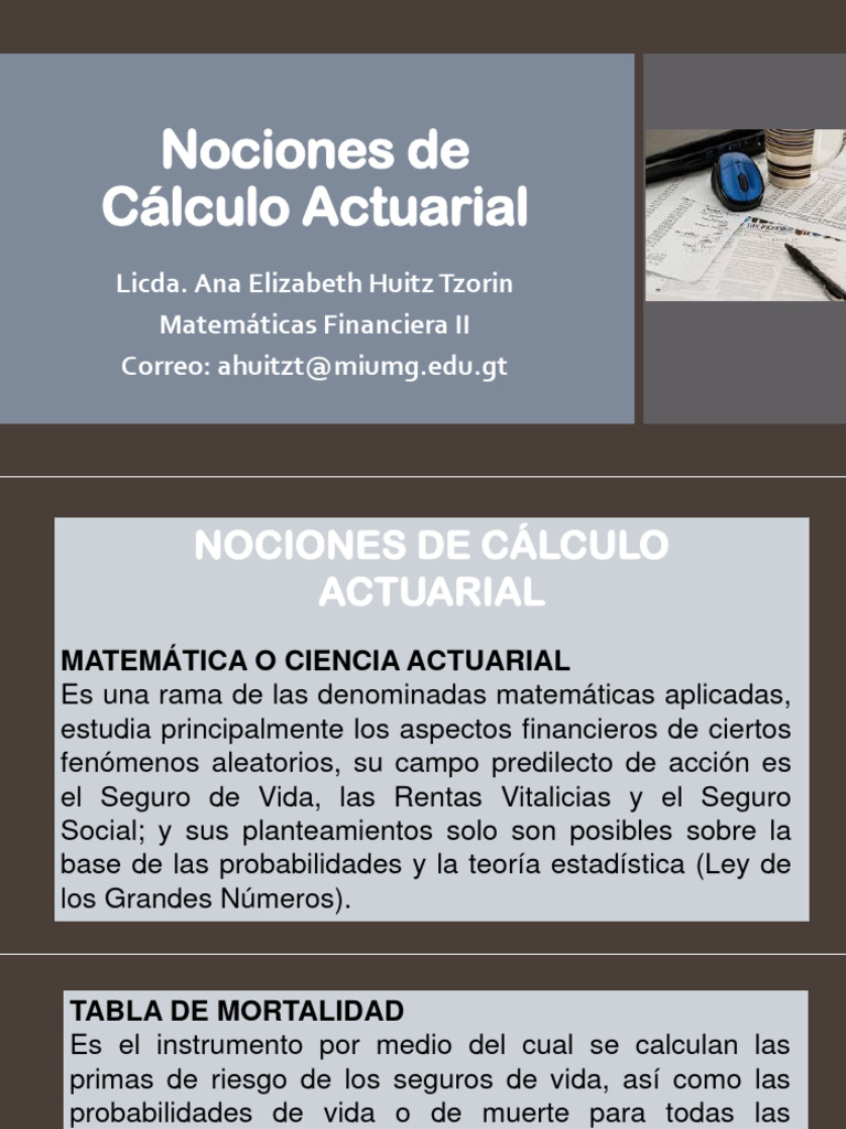 Nociones de Cálculo Actuarial | PDF | Seguro de vida | Póliza de seguros