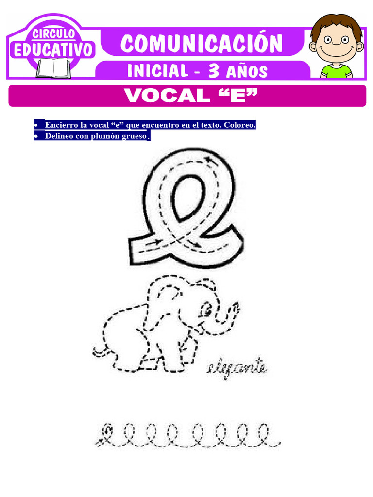 La Vocal E para Ninos de Tres Anos | PDF