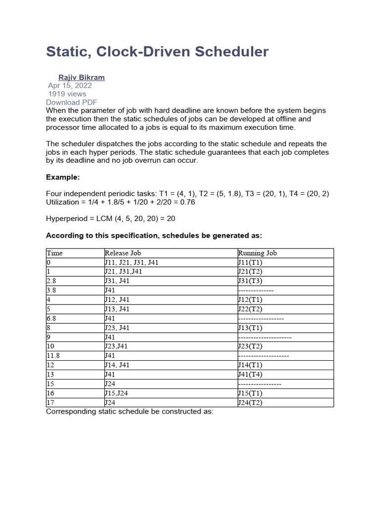 Static | PDF | Scheduling (Computing) | Software Engineering