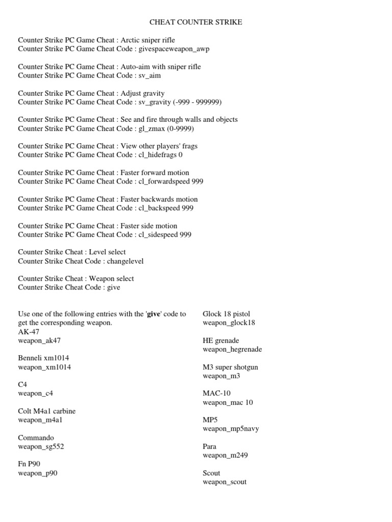 Cheat Counter Strike | PDF | Firearms | Projectile Weapons