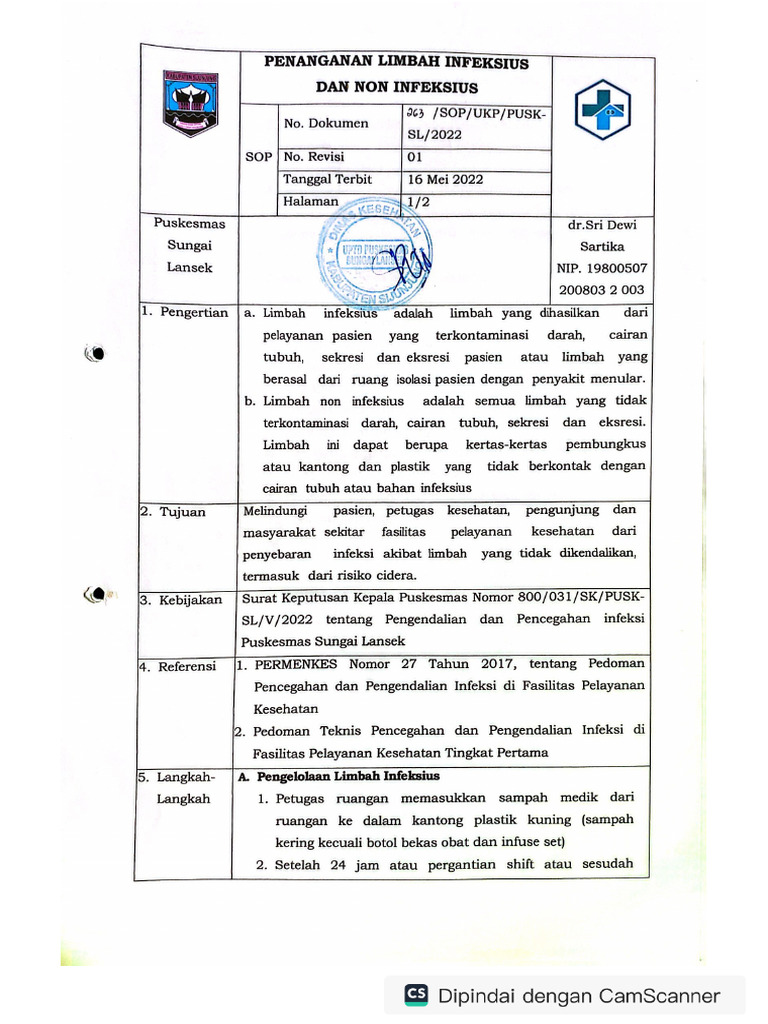 SOP APD, Pengelolaan Linen, Penempatan Pa | PDF