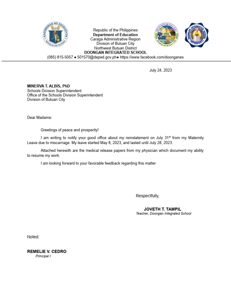 Reinstatement Letter | PDF
