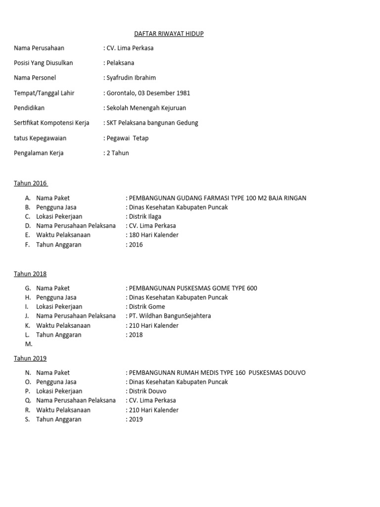 Riwayat Hidup Syafrudin Ibrahim | PDF | Bisnis