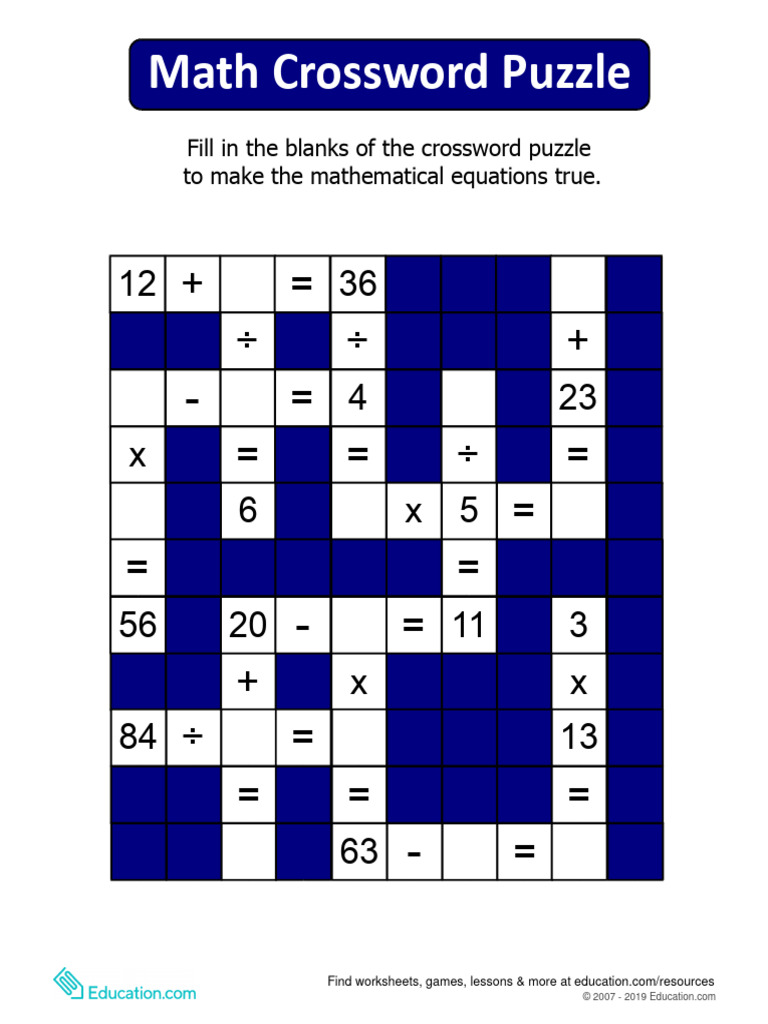 Math-4 Operation Crossword | PDF