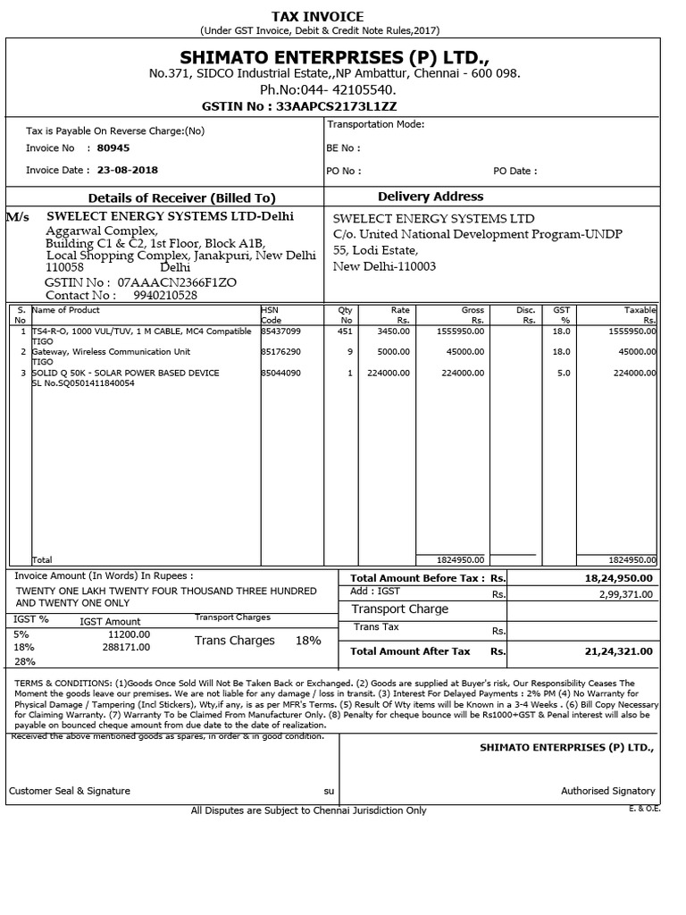 Solid Q 50 KW Invoice | PDF | Taxation | Government