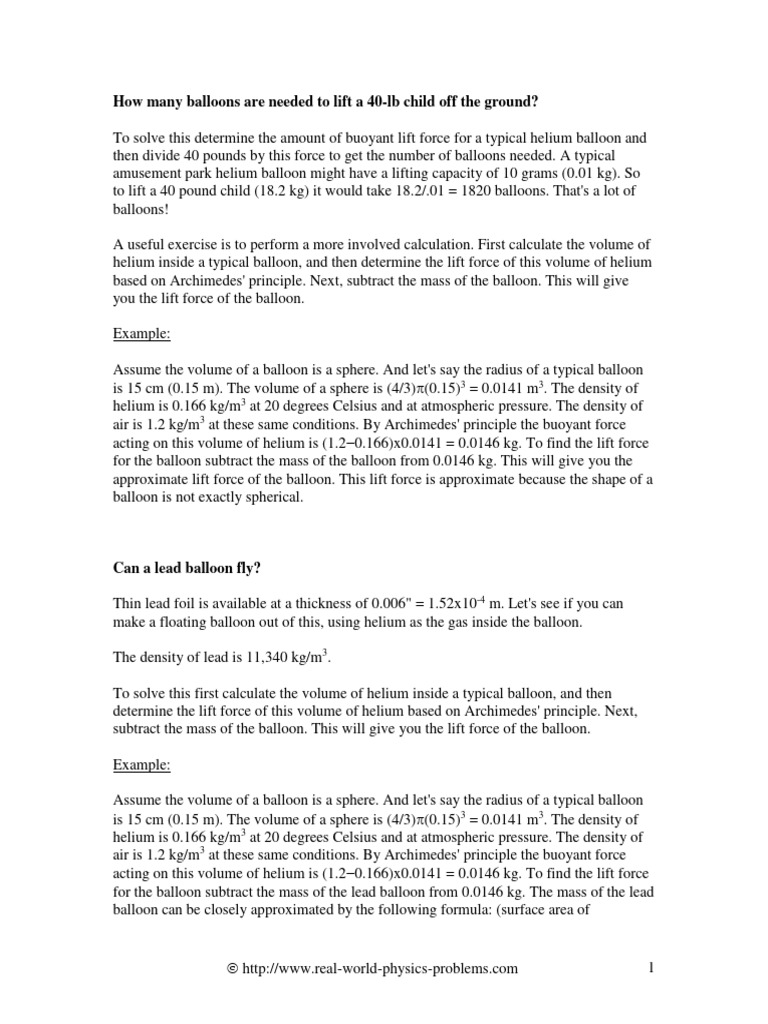 Balloon Myths | PDF | Buoyancy | Density