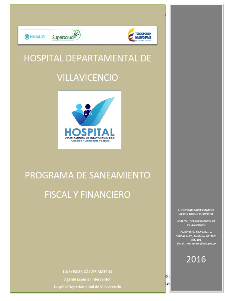 3d4110 Programa de Saneamiento Fiscal y Financiero HDV | PDF | Hospital ...