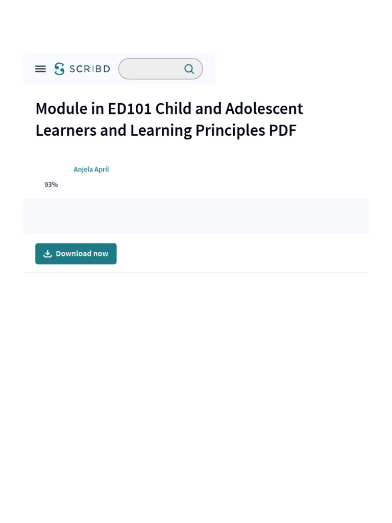Module in ED101 Child and Adolescent Learners and Learning Principles ...