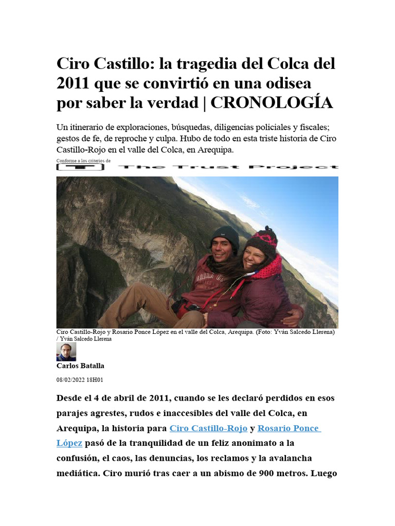 Tragedia de Ciro Castillo en el Colca | PDF | Fiscal | Crímenes