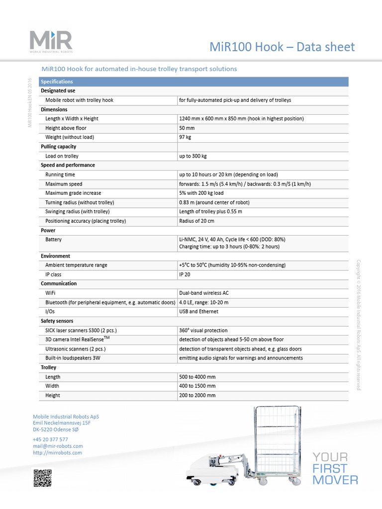 Mir100 Hook Datasheet | PDF | Length | Transport