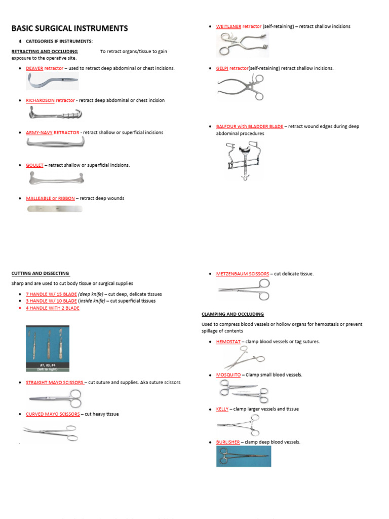 Basic Surgical Instruments Print BP | PDF | Medical Equipment | Medical ...
