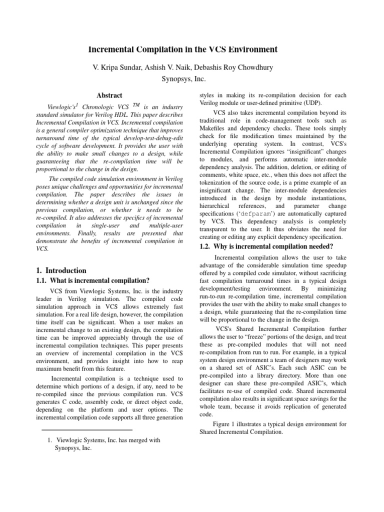 Incremental Compilation in The Vcs Environment | PDF | Compiler ...