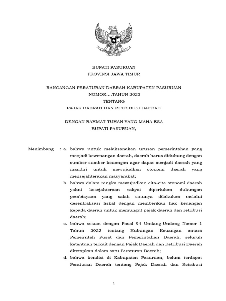 Contoh Pajak Dan Retribusi Pasuruan | PDF