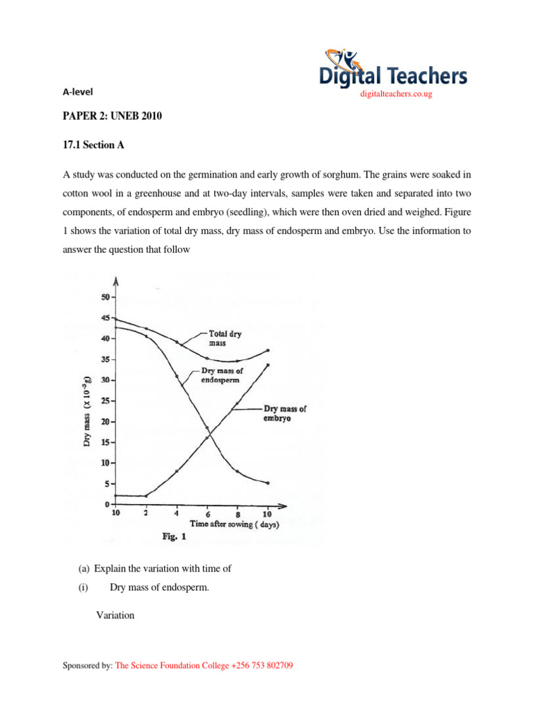UACE BIOLOGY PAPER 2 2010 Marking Guide | PDF | Meiosis | Seed