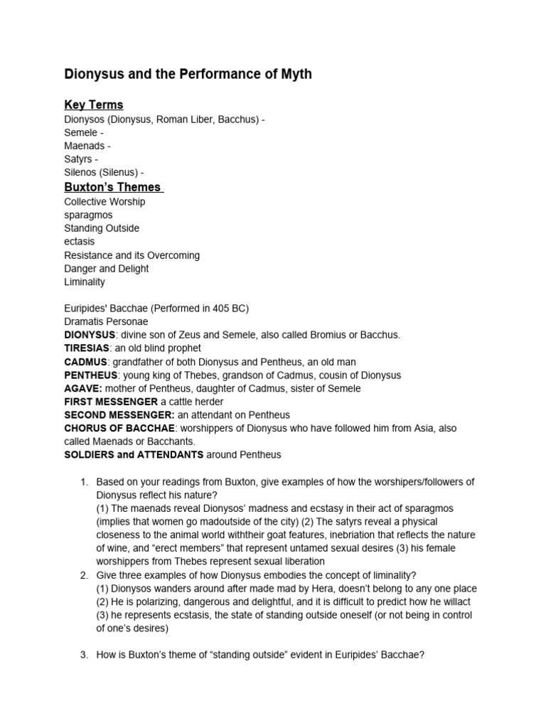 Dionysus and The Performance of Myth | PDF | Dionysus | Twelve Olympians