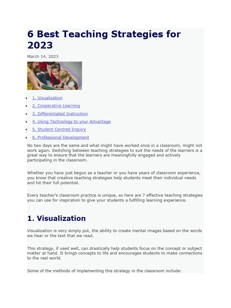 Top 6 Teaching Strategies for 2023 | PDF | Differentiated Instruction ...