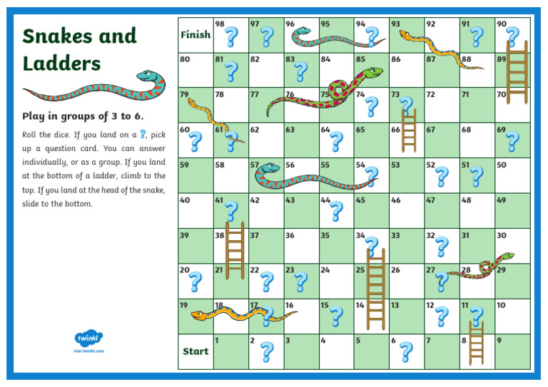A3 Snakes and Ladders Board | PDF | Games Of Mental Skill | Gaming
