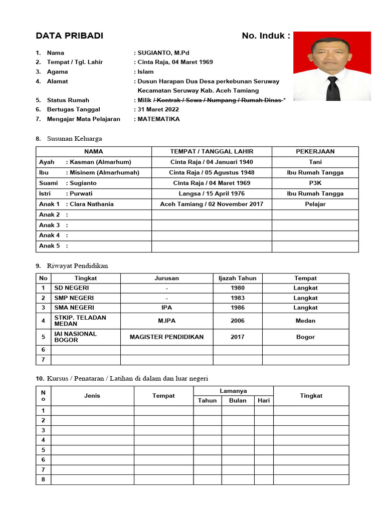 Buku Induk Sugianto | PDF
