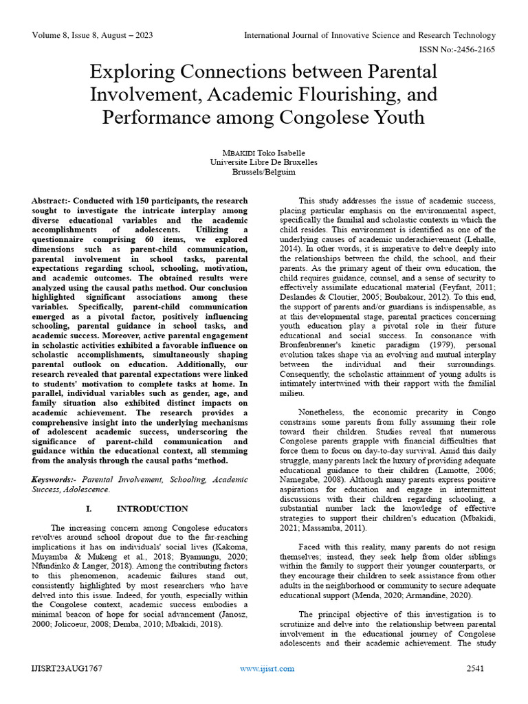 Parental Involvement and Academic Success | PDF | Survey Methodology ...