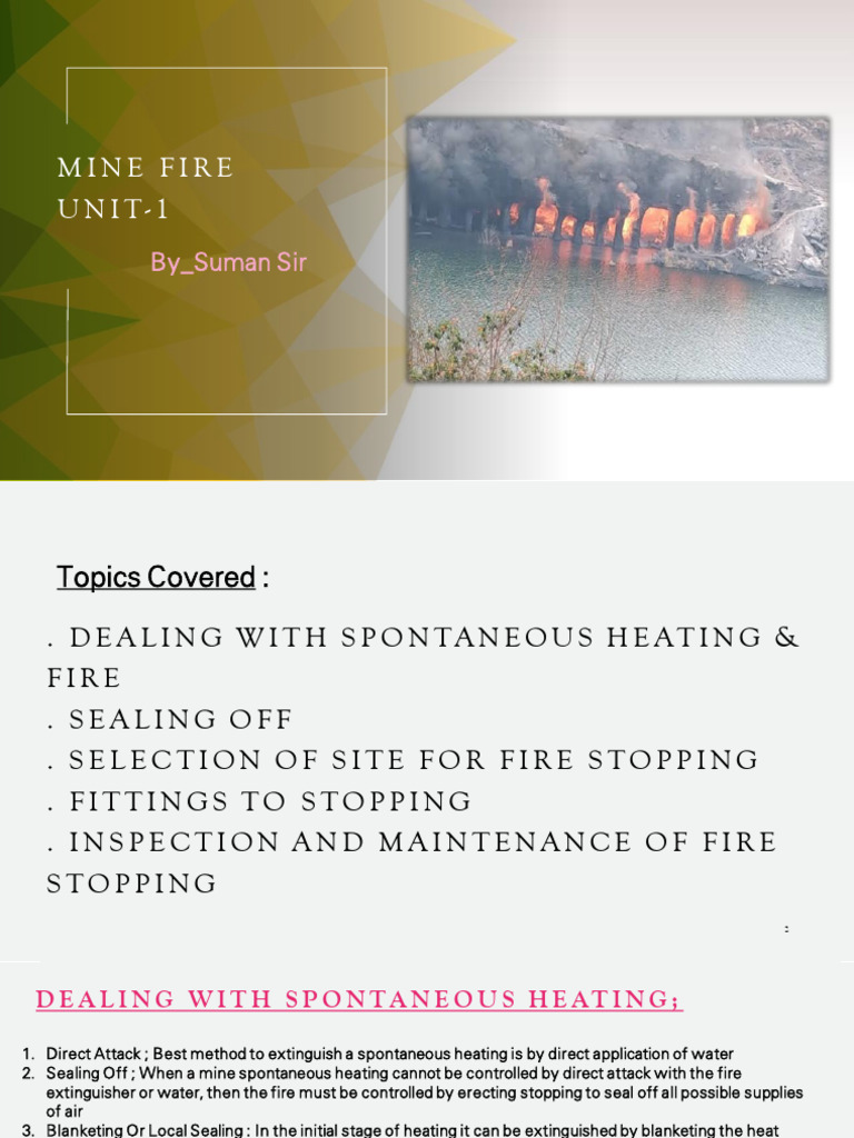 Mine Fire Notes by Suman Sir | PDF | Fires | Water