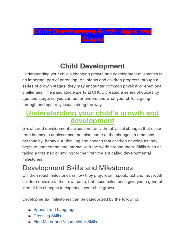 Child Development Guide | PDF | Child Development | Kinship And Descent