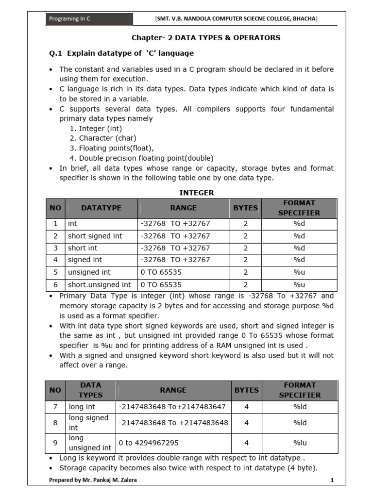 Chap 2 Pdf Integer Computer Science Data Type 