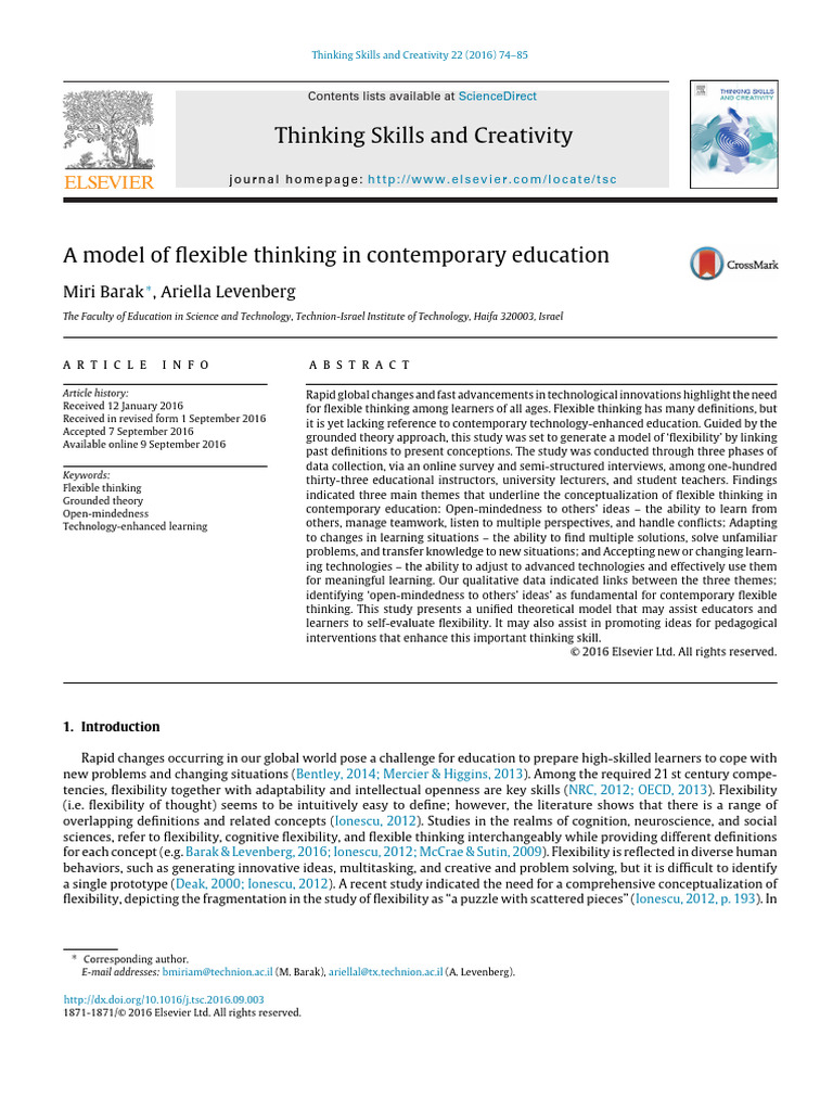 A Model of Flexible Thinking in Contemporary Education | PDF | Thought | Learning