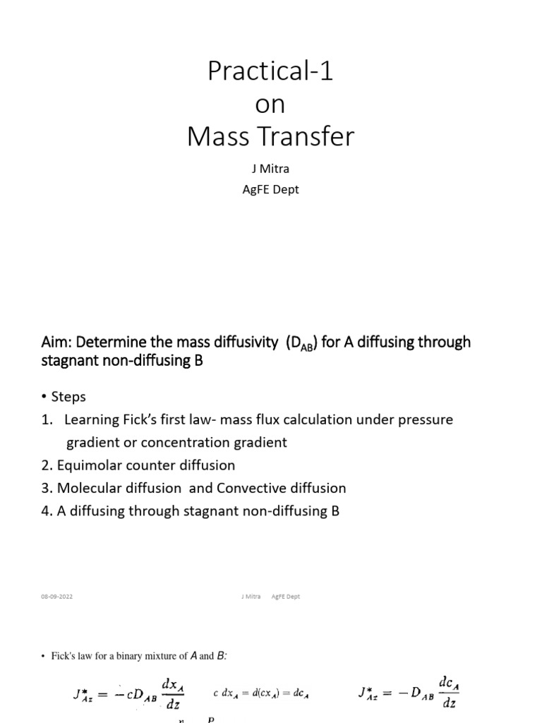 Mass Transfer Practical | Download Free PDF | Diffusion | Turbulence