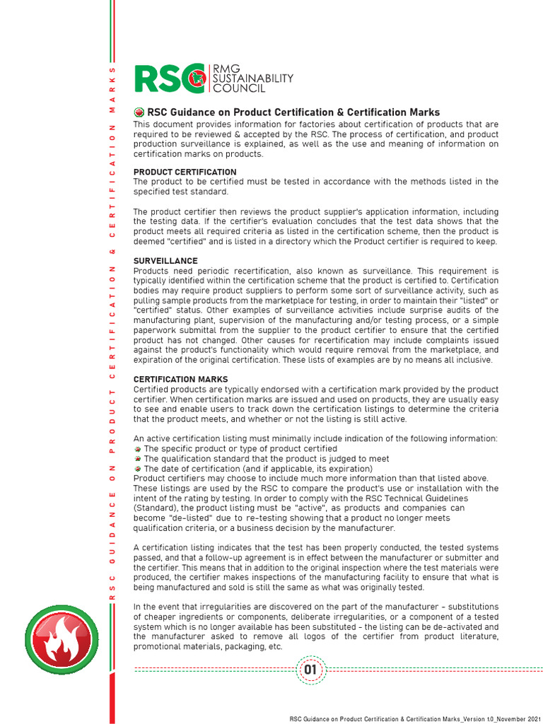 RSC Guidance On Product Certification Certification Marks | PDF | Business