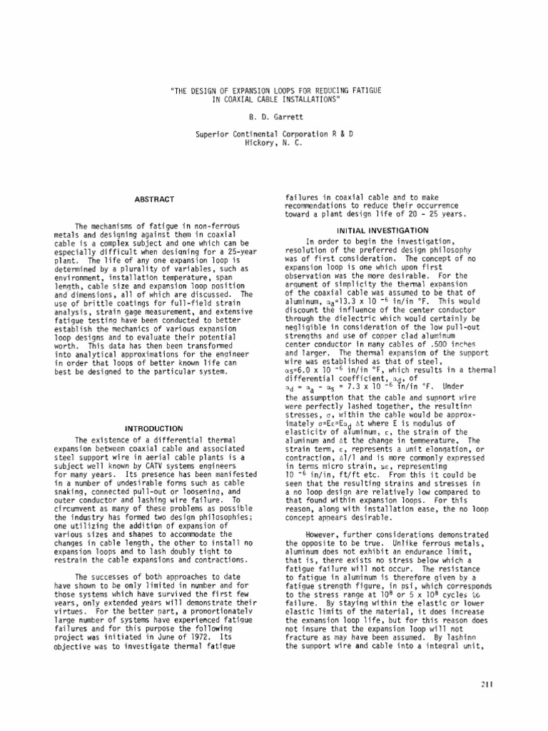 1973 The Design of Expansion Loops For Reducing Fatigue in Coaxial ...
