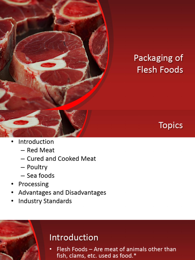 Packaging of Flesh Foods | PDF | Meat | Curing (Food Preservation)