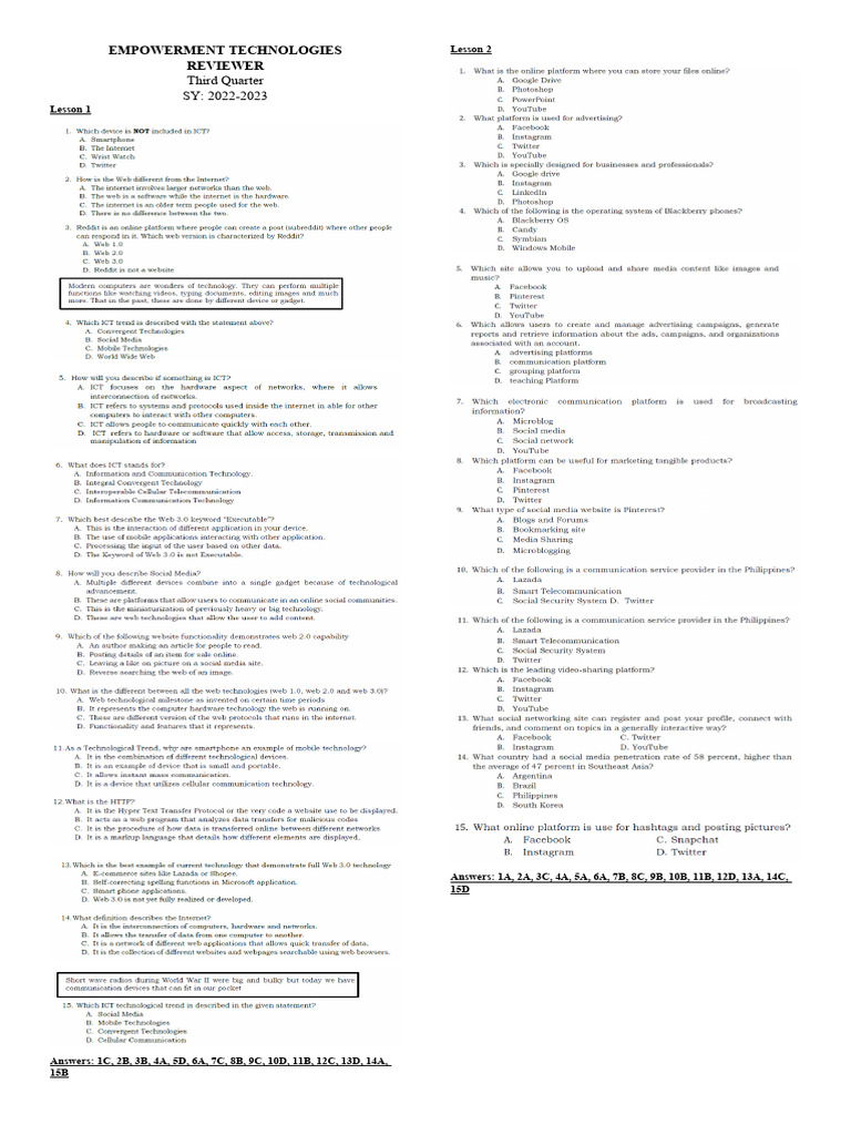 Empowerment Technologies-Reviewer-Third-Quarter | PDF