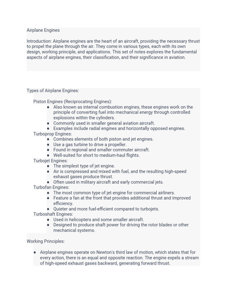 Airplane - Notes | PDF | Engines | Jet Engine