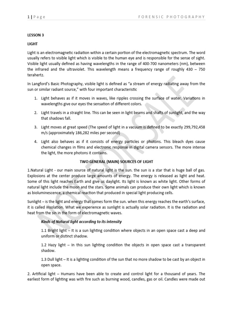 Lesson2 1-Light | PDF | Light | Exposure (Photography)