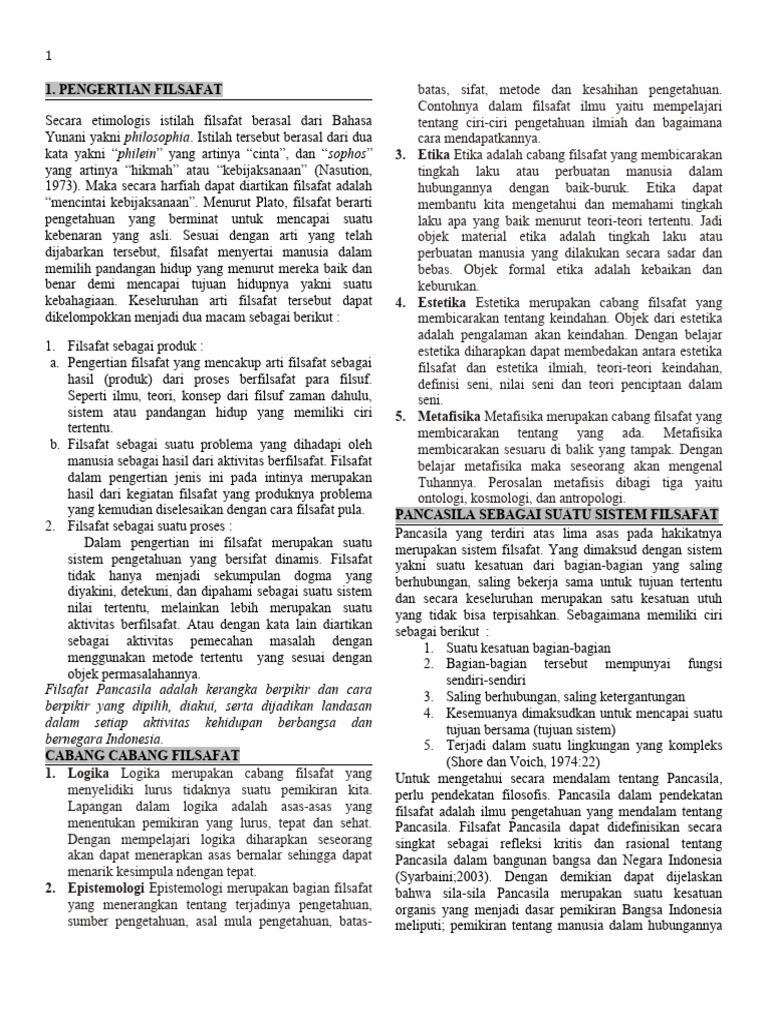 Rangkuman Uts Filsafat Pancasila | PDF