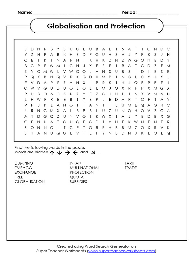 Super Teacher Worksheets Globalisation and Protection | PDF | Word ...