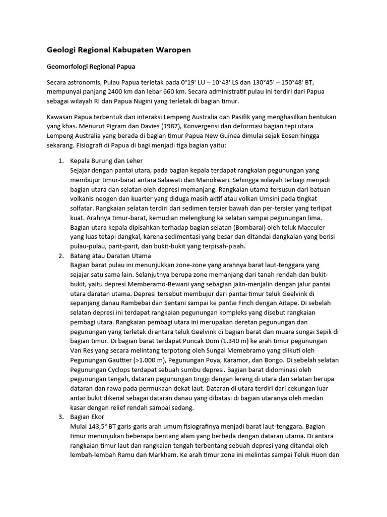Geologi dan Stratigrafi Waropen | PDF