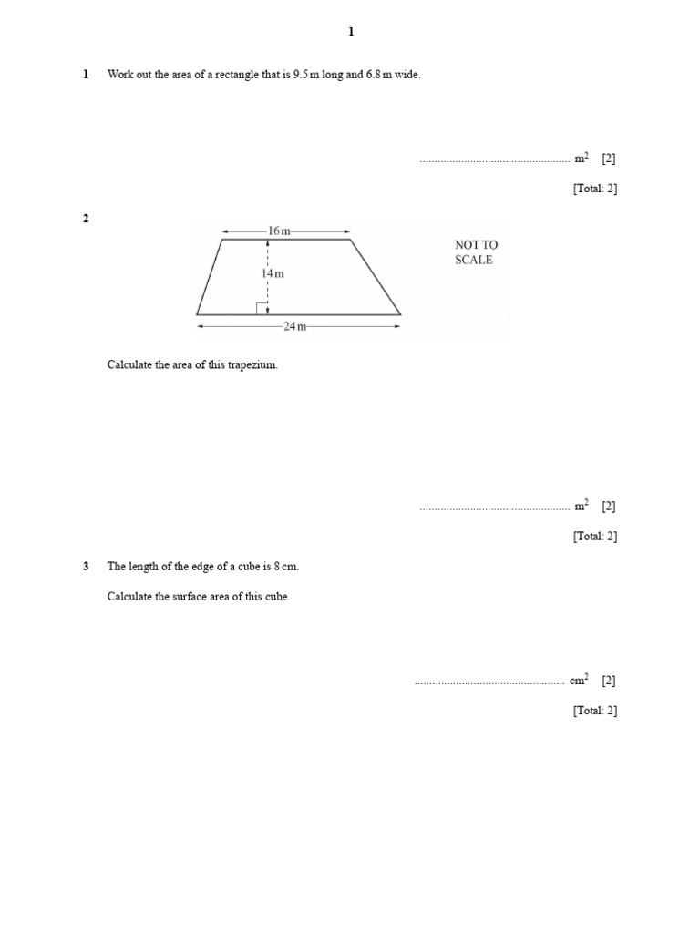 Perimeter, Area, and Volume Exercises | PDF | Area | Volume