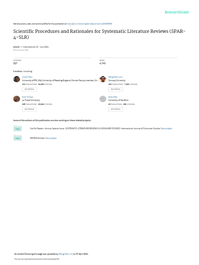 Spar 4 SLR | PDF | Systematic Review | Thesis