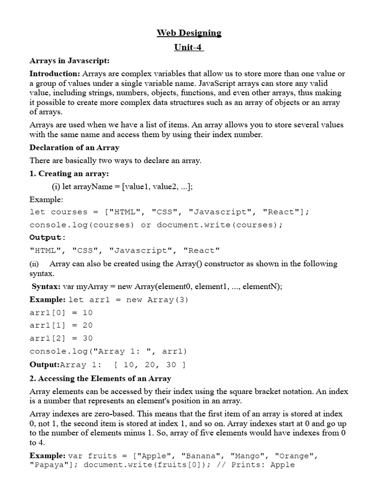 Wd Notes Unit 4 Half Unit Pdf Java Script Parameter Computer