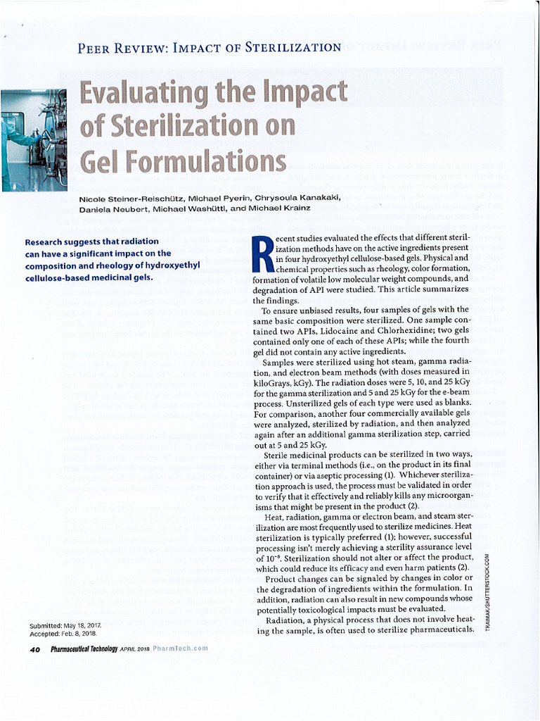 Evaluating The Impact of Sterilization On Gel Formulation | PDF
