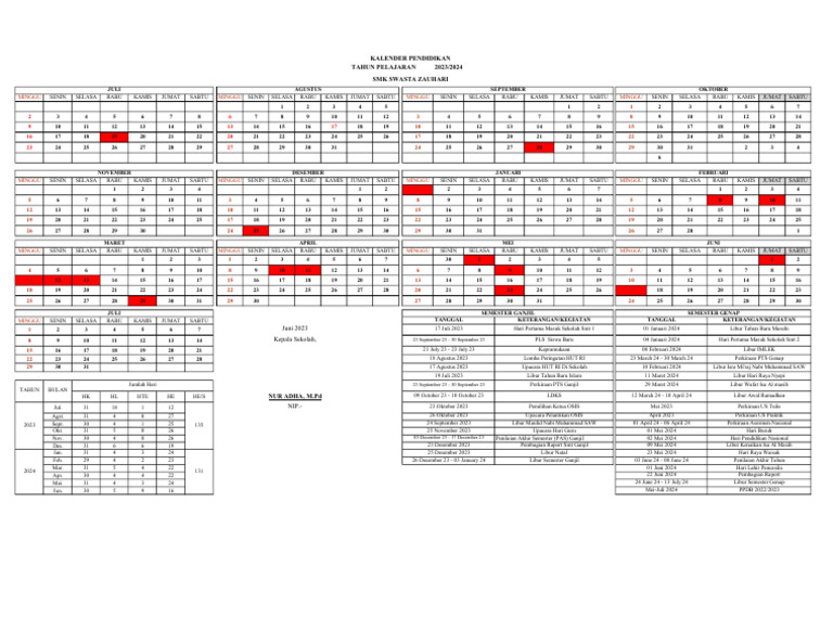 Kalender Pendidikan SMK 2023/2024 | PDF