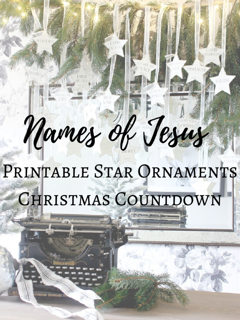 Names of Jesus Printable Star Ornaments Christmas Countdown | PDF