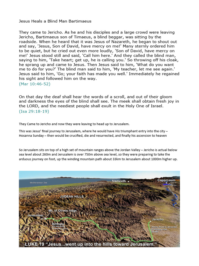 Jesus Heals A Blind Man Bartimaeus | PDF | Jesus
