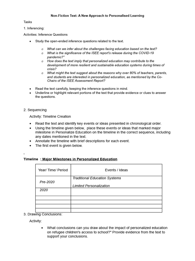 Activities For Text 2 Non Fiction | PDF | Inference | Critical Thinking