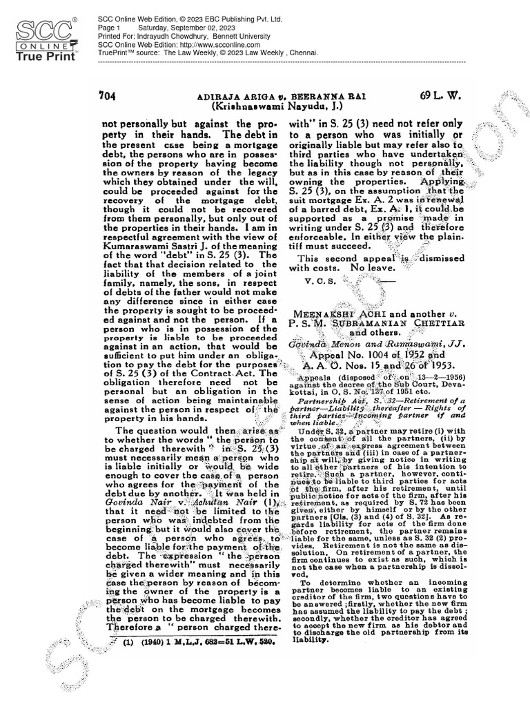 Meenakshi Achi v. P.S.M. Subramanian Chettiar, 1956 SCC OnLine Mad 40 | PDF