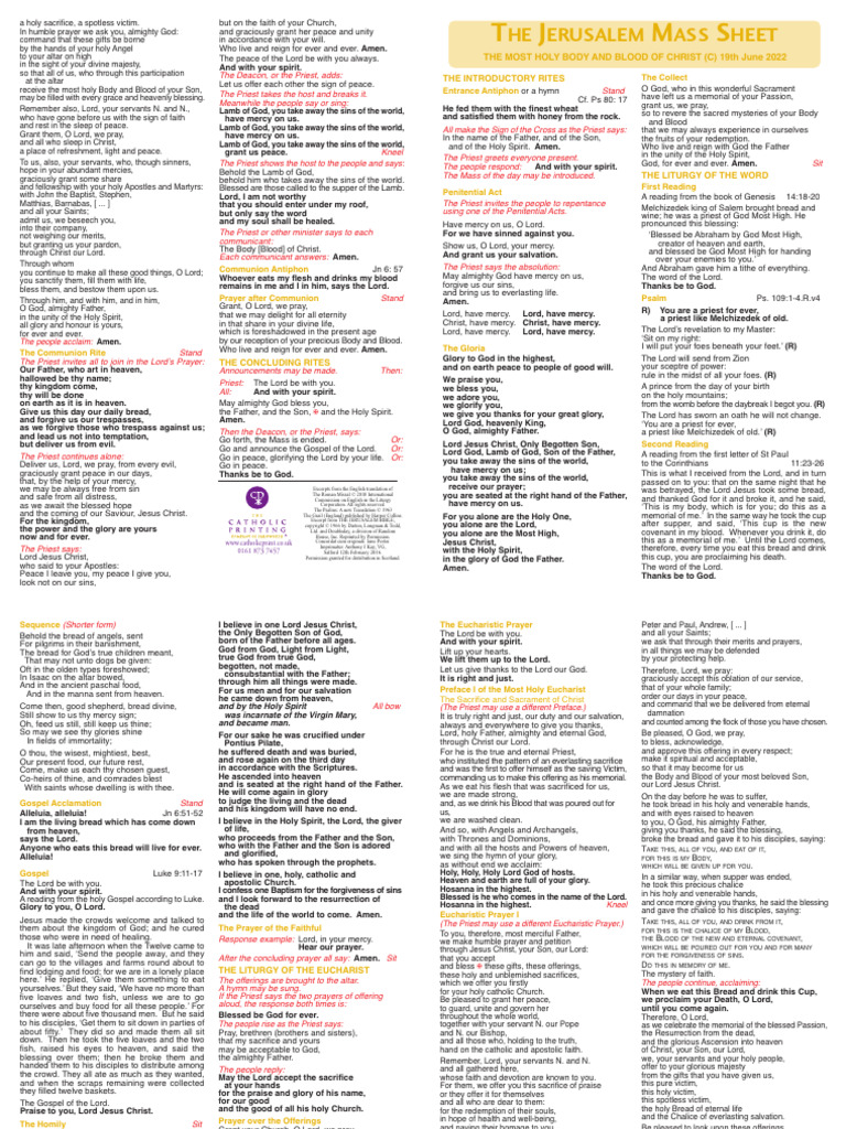 JMS Corpus Christi | PDF | Eucharist | Jesus