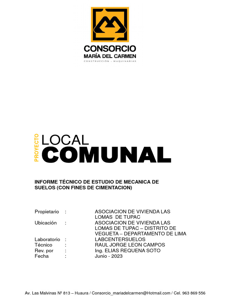 PORTADA - Estudio de Suelo - Local Comunal | PDF